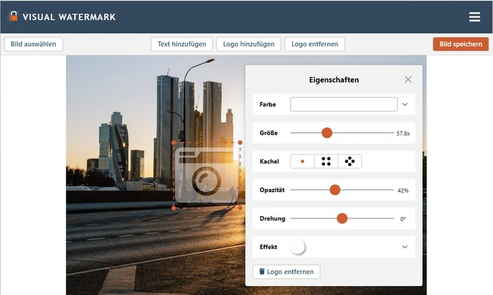 Text in Foto online einfügen | Visual Watermark